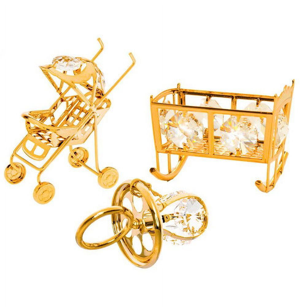 24K Gold Plated Crystal Studded Baby Ornaments Set by Matashi - Walmart.com