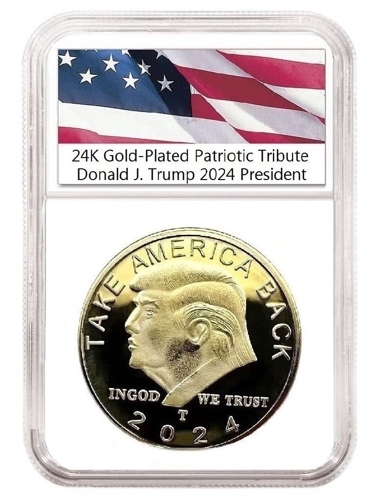 24K Gold-Plated Donald J. Trump 2024 President Patriotic Tribute w ...