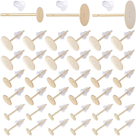 24K Gold Plated Earring Posts 300 Pieces with 400 Silicone Nuts ...