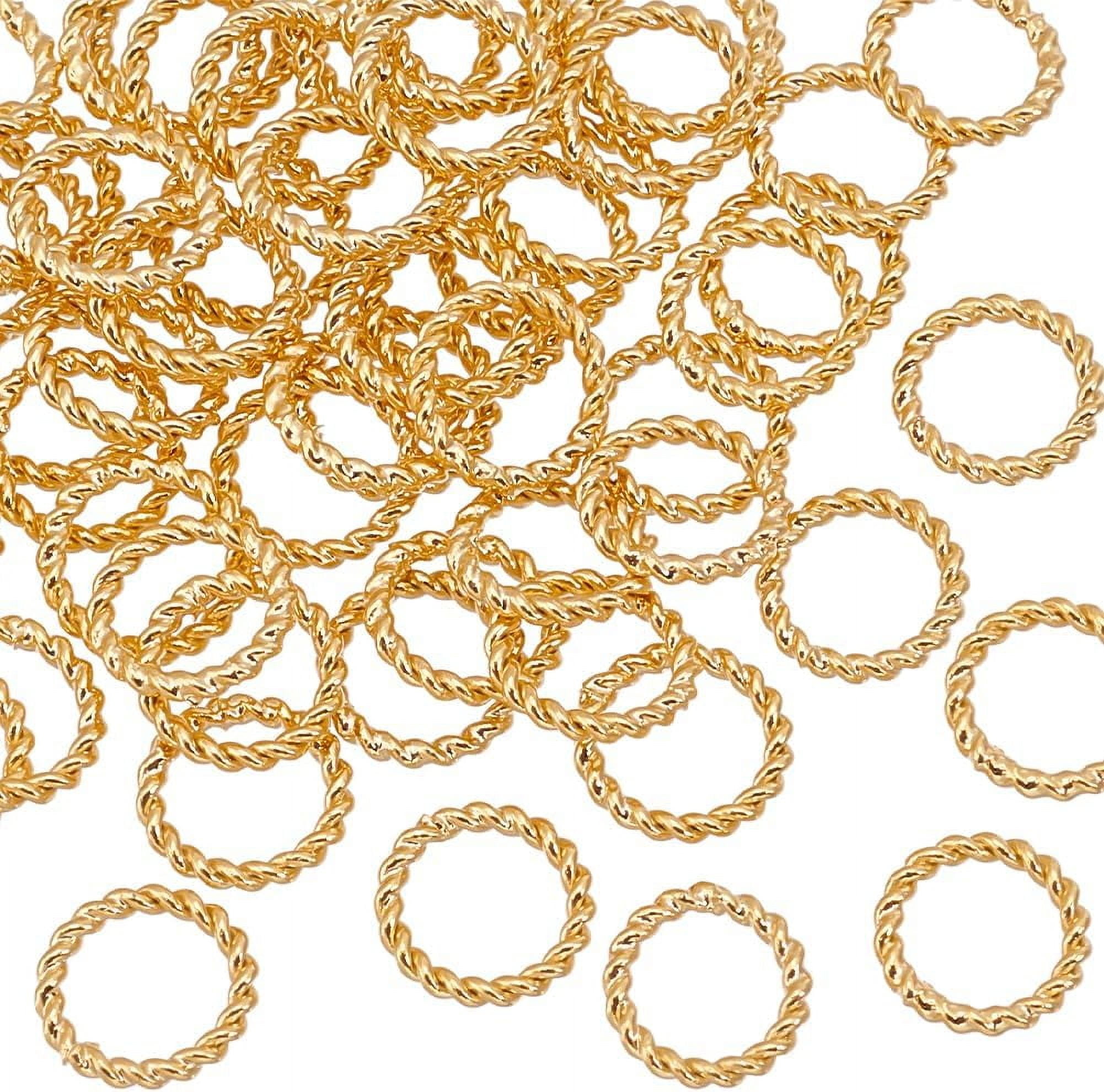 24K Gold Plated Jump Rings 60pcs 8mm Closed Jump Ring 18 Gauge Golden O ...