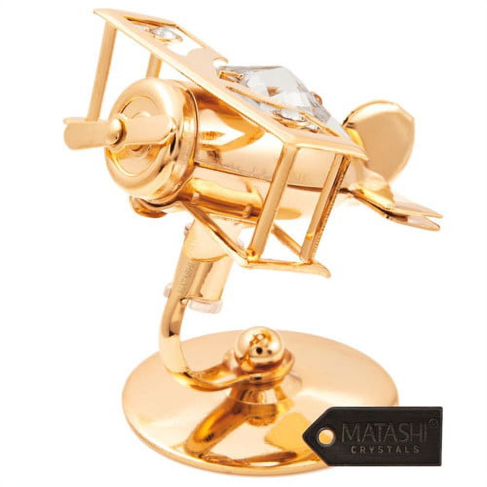 24K Gold Plated Mini Aeroplane with Clear-Cut Crystals - Walmart.com