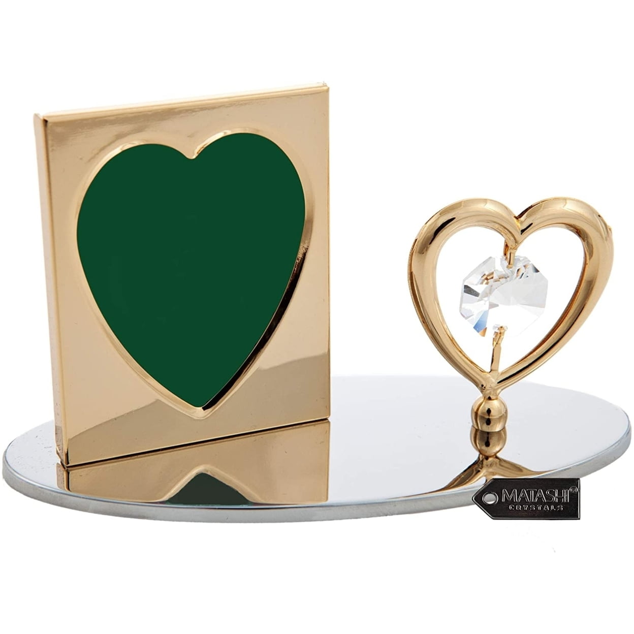 24K Gold Plated Picture Frame with Crystal Studded Heart Figurine by ...