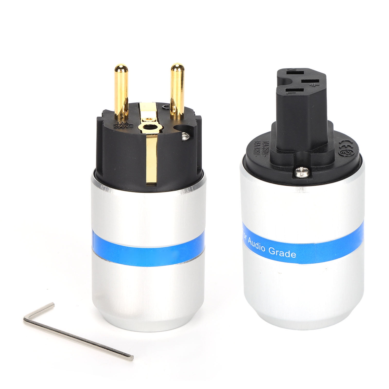 24K Gold-Plated Pure Copper IEC Power Cable Plug, E106G/F106G for 100 ...