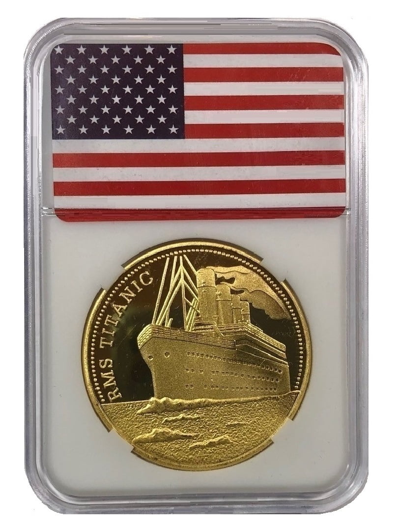 24K Gold-Plated RMS Titanic The Voyage of Titanic Ship w/Display Case ...