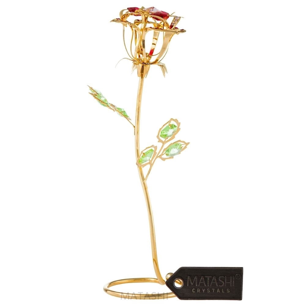 Matashi 24K Gold Plated Rose Flower Tabletop Ornament with Red, Pink ...