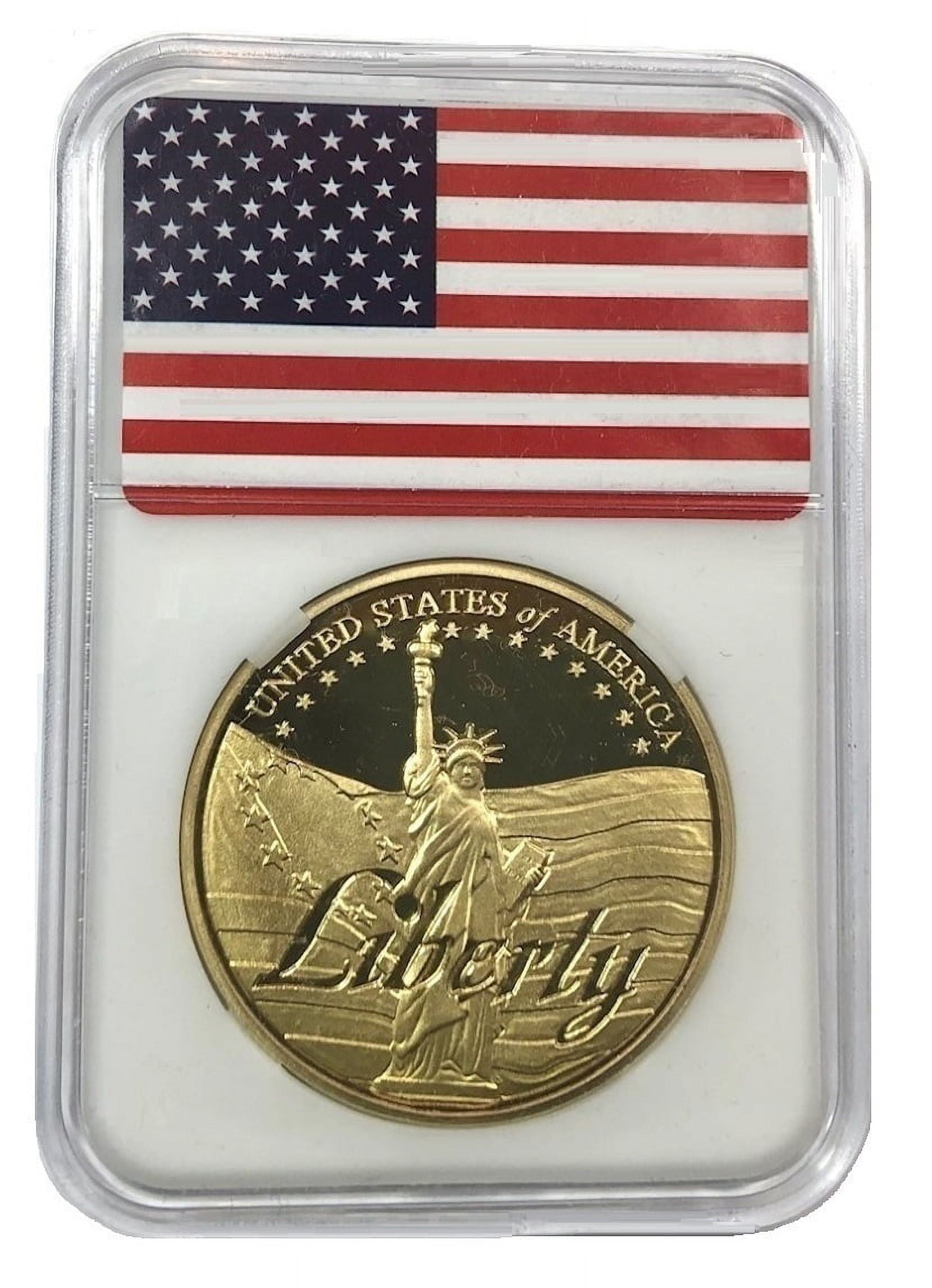 24K Gold-Plated Symbols of American Freedom Statue of Liberty w/Display ...