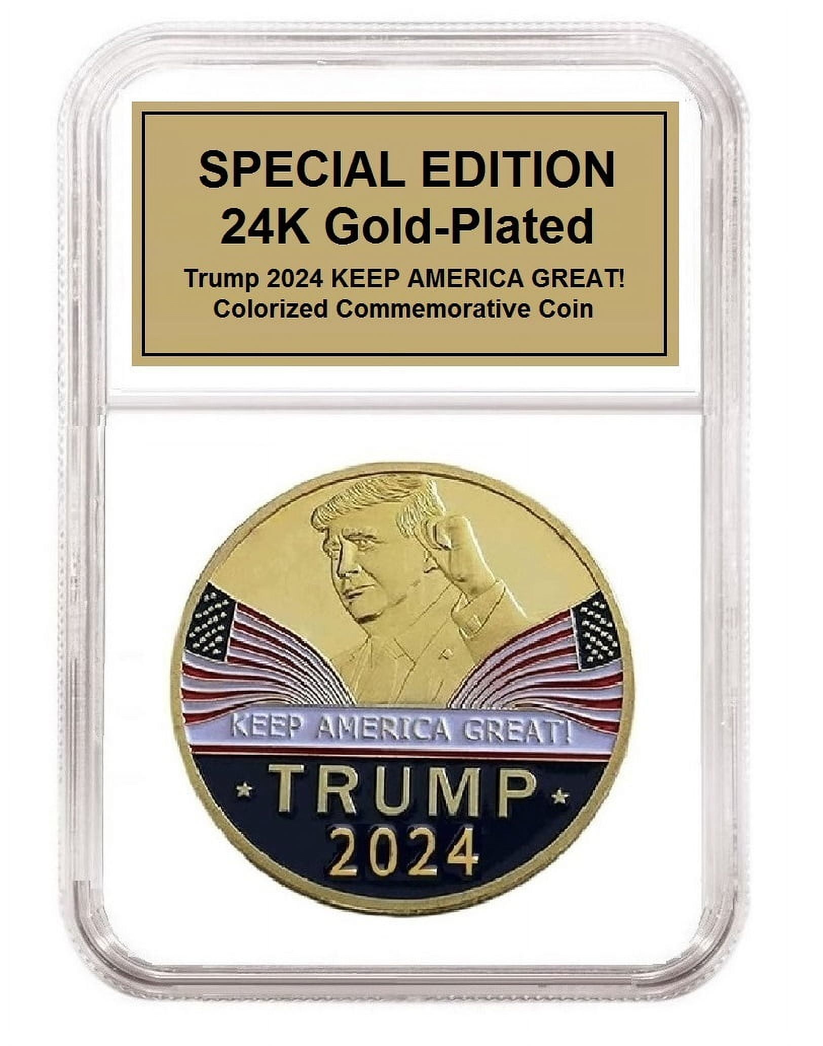 24K Gold-Plated Trump 2024 KEEP AMERICA GREAT! Colorized President ...