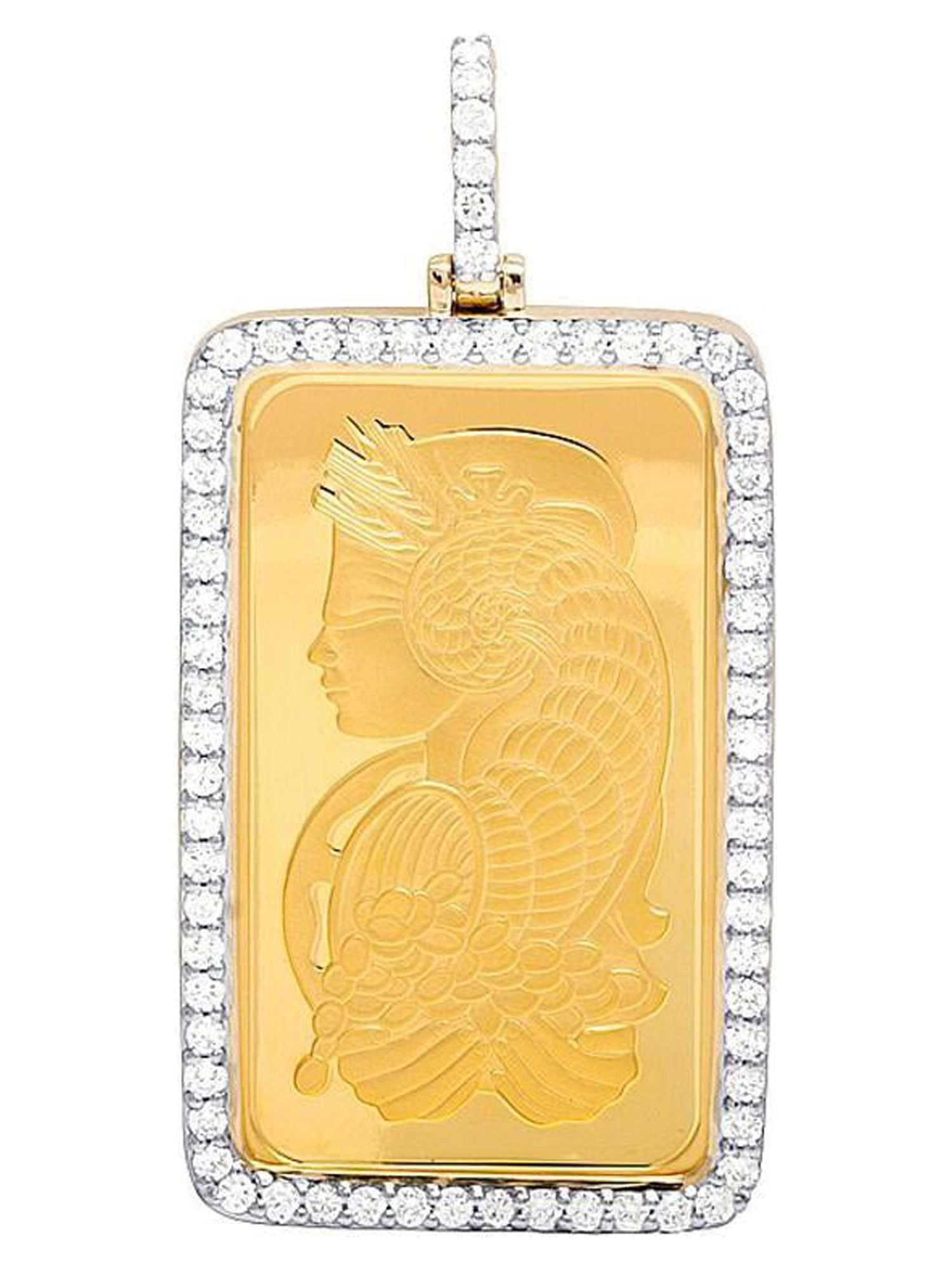 24K Yellow Gold 1 Oz Lady Fortuna Diamond Pendant 3 CT 2.25" - Walmart.com