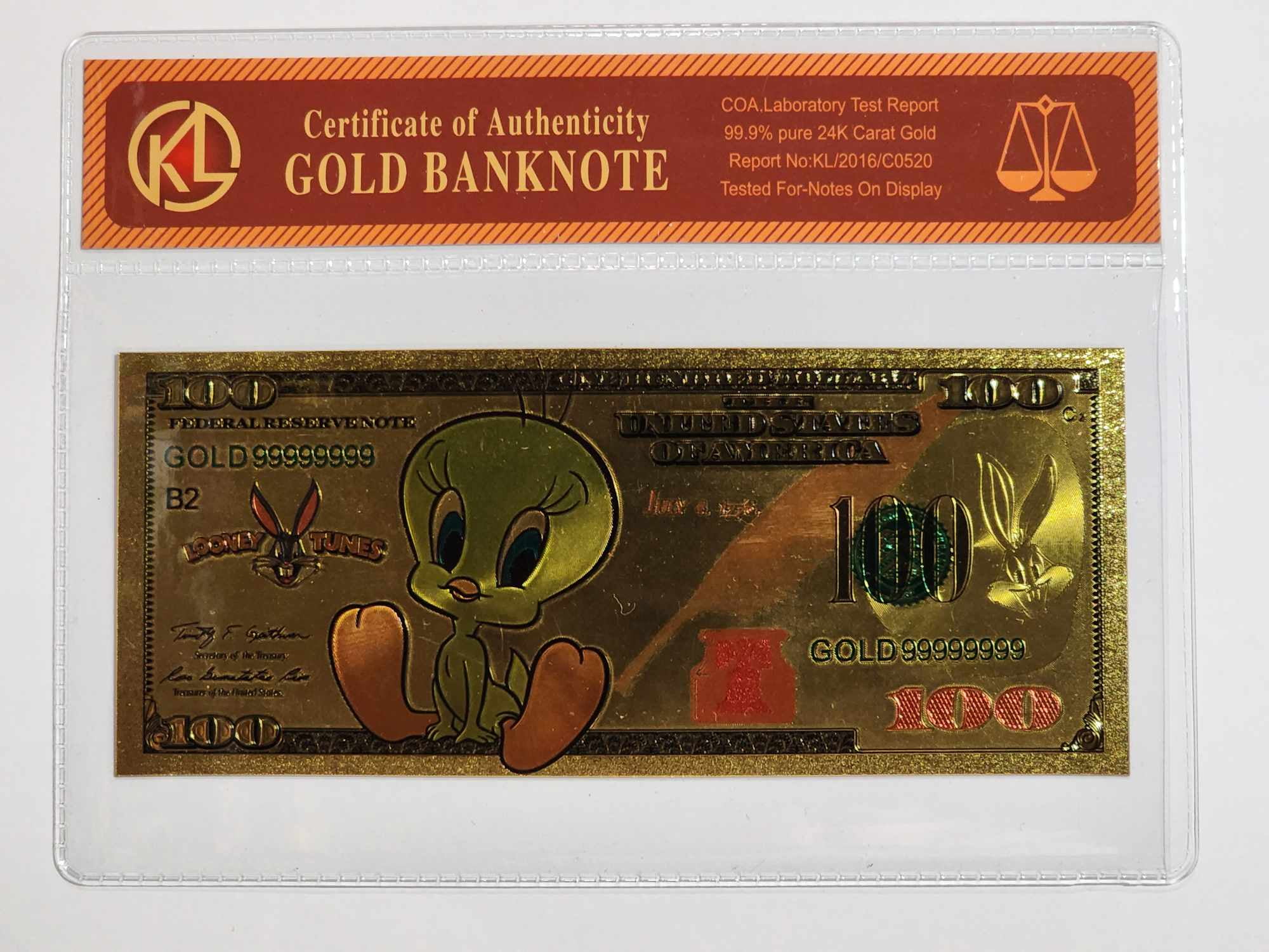 24KT Gold Foil Collectible Tweety Bird Bank Note - Walmart.com