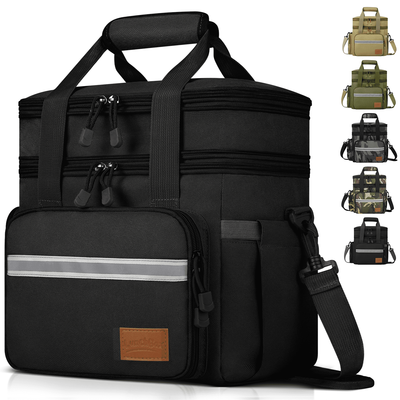 24L Insulated Lunch Bag, Expandable Double Deck Lunch Box for Men ...