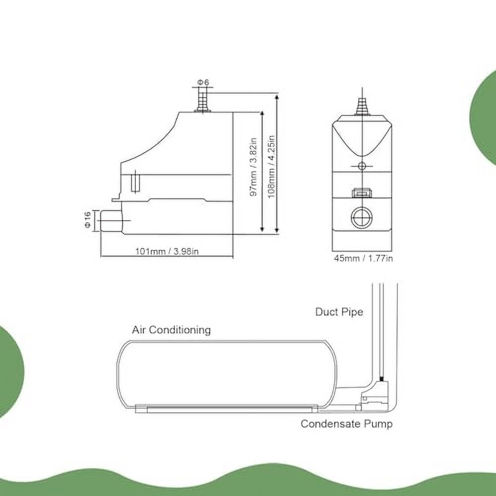 24L h HAVC Condensate Pump, 70ml 32.8ft Automatic Condensate Removal ...