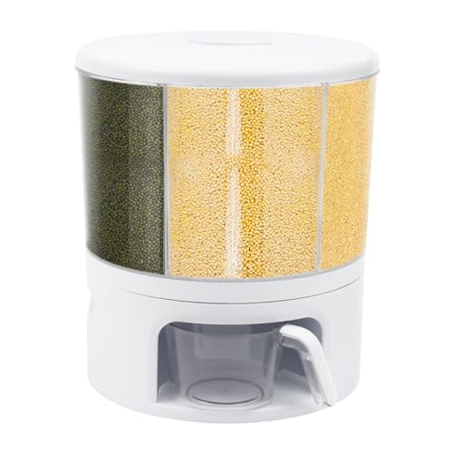 24Lbs Rice and Grain Dispenser,360°Rotating Food Storage Container, 6 ...