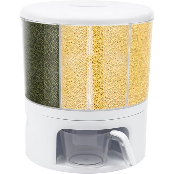 24Lbs Rice and Grain Dispenser,360°Rotating Food Storage Container, 6 ...