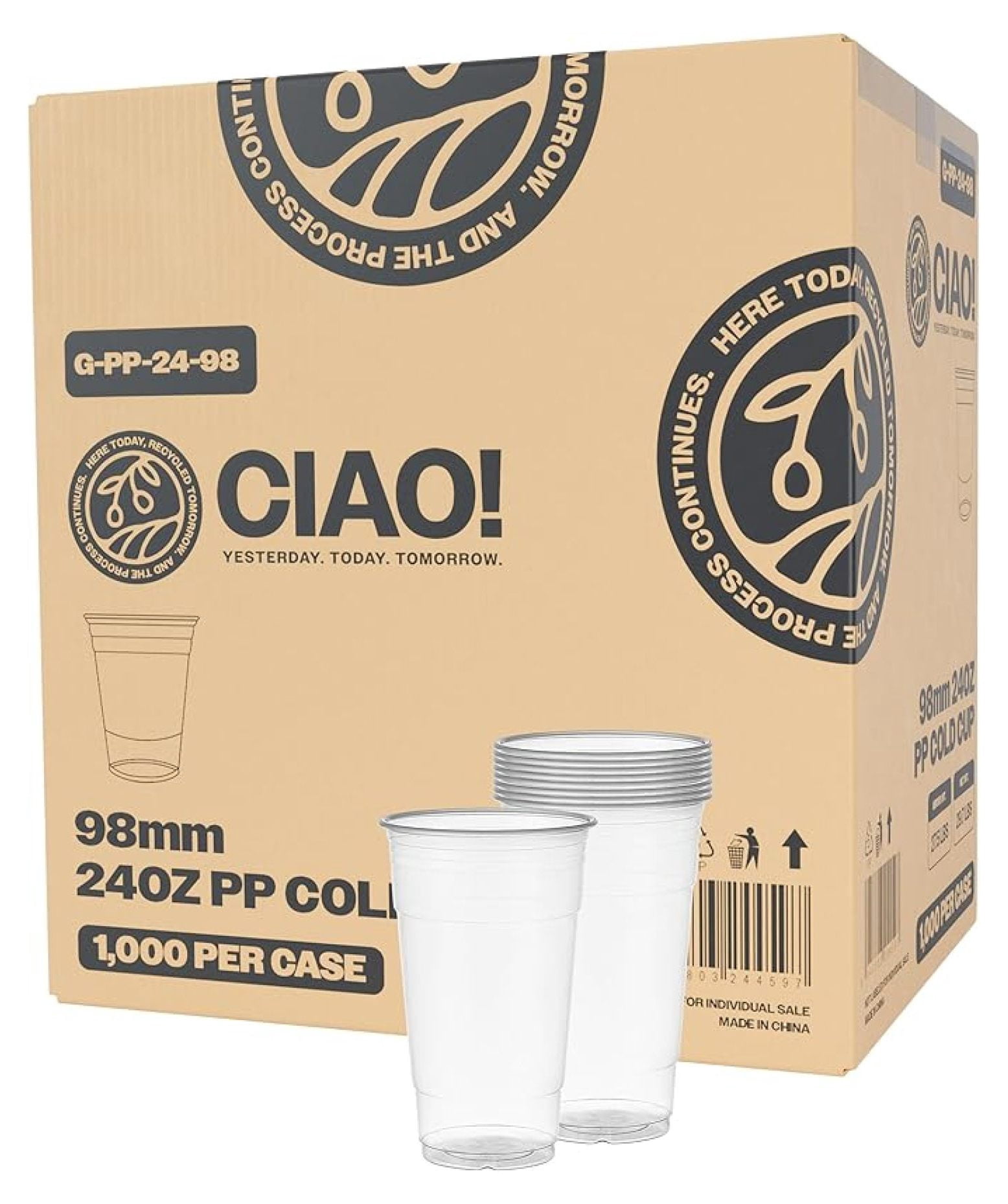 24OZ PP Plastic Cold Drink Cup, Designed for Heat Seal Films, Great for ...