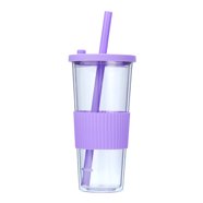 QKURT 6pcs Reusable 24oz Plastic Cups with Lids and Straws, Colorful ...