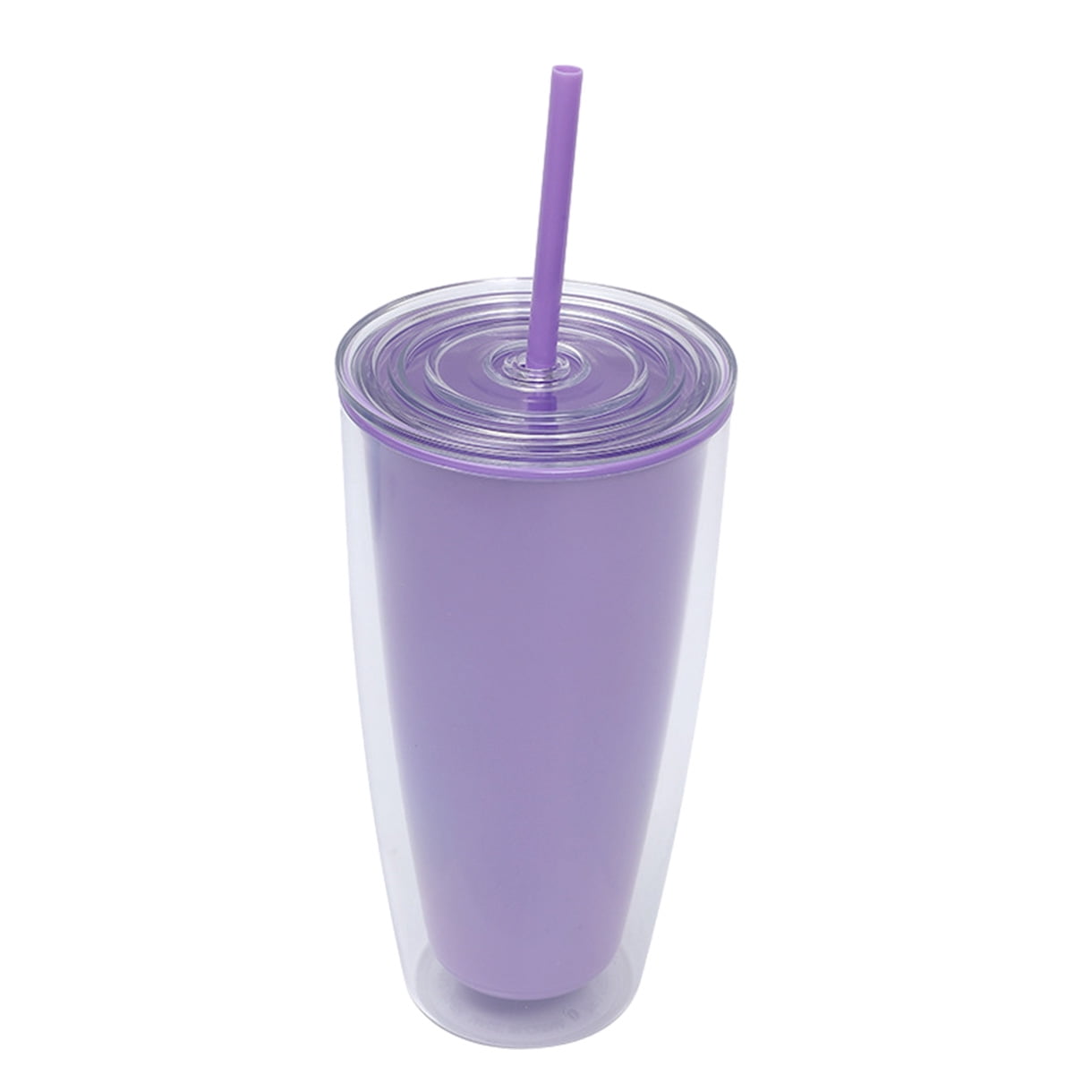 24Oz flat plastic cup with lid and straw, reusable oversized cup ...