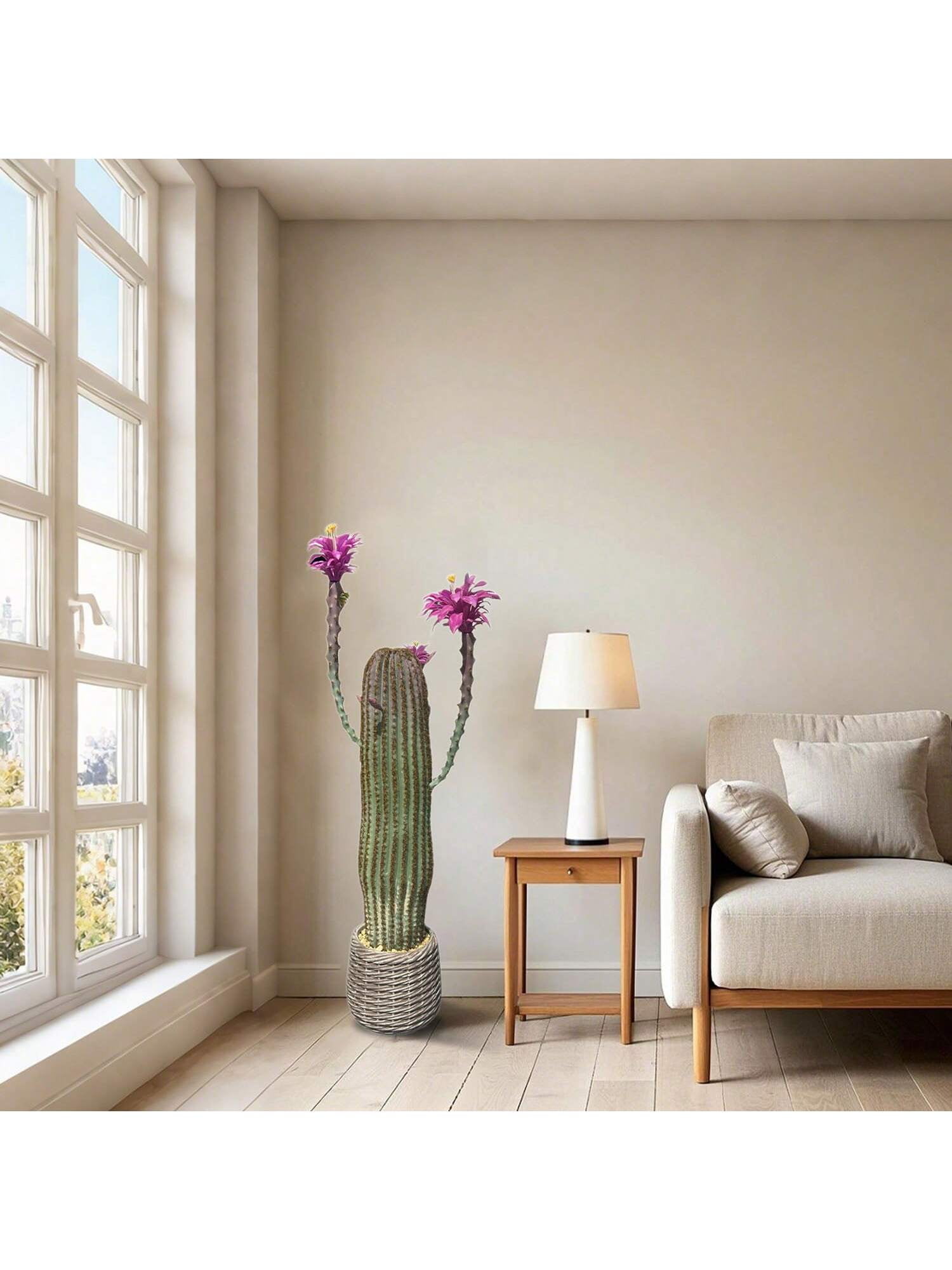 43Inch Artificial Cactus Plant, Faux Desert Cacti Potted Plant ...