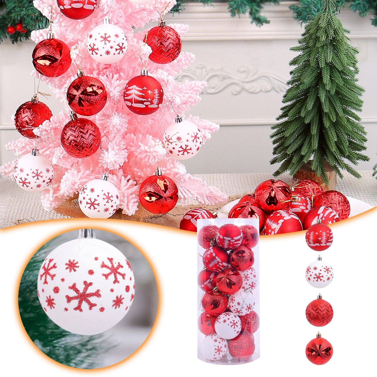 24PC Christmas Tree Decorations Set, Glitter, Wreath Decorations ...