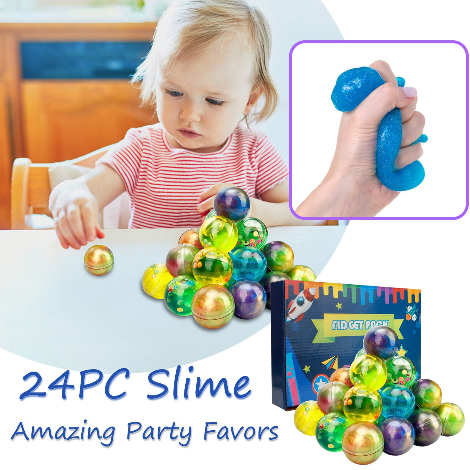 24PC Colorful Slime Balls Party Favors Fidget Toys Stress Relief Fun ...