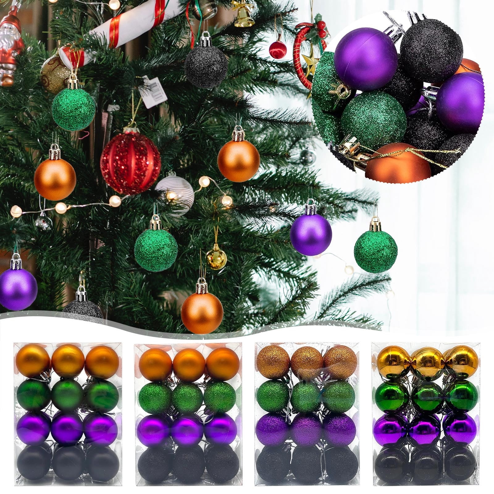 24PC Halloween-Christmas Baubles Holiday Hanging Decor - Shatterproof ...