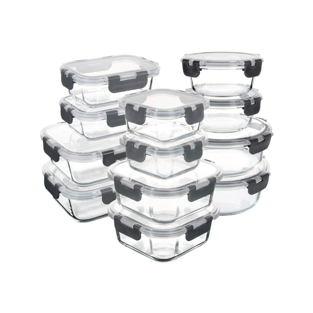24PCS (12 Containers + 12 Lids) High Borosilicate Glass Meal Prep ...