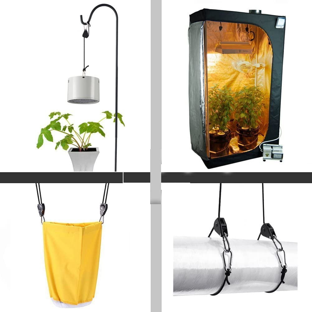 24PCS/12 Pairs Adjustable Rope Hanger Ratchet Grow Light Hangers 1/8 ...