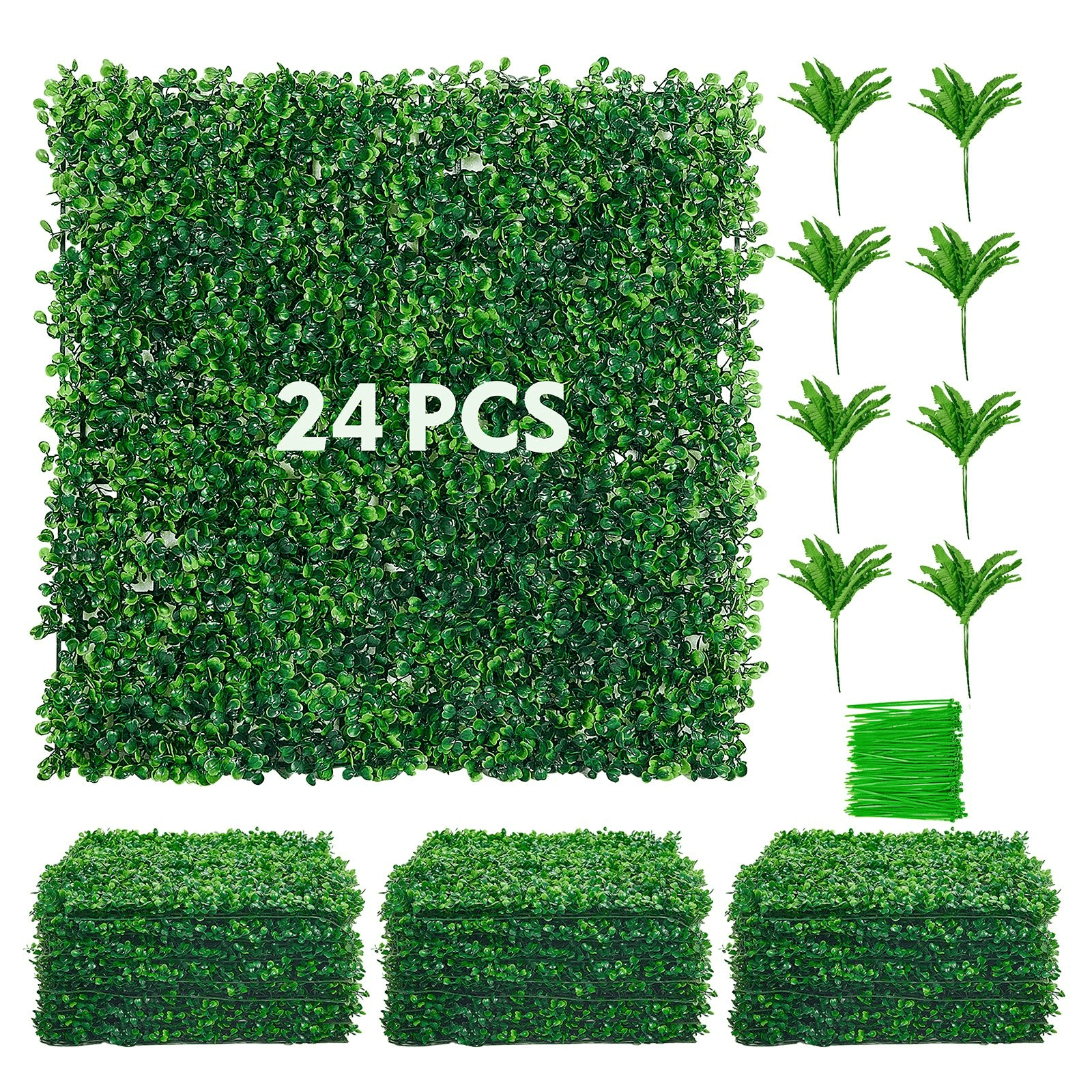 24PCS 20"x20" Artificial Boxwood Panels, Boxwood Hedge Wall Panels ...