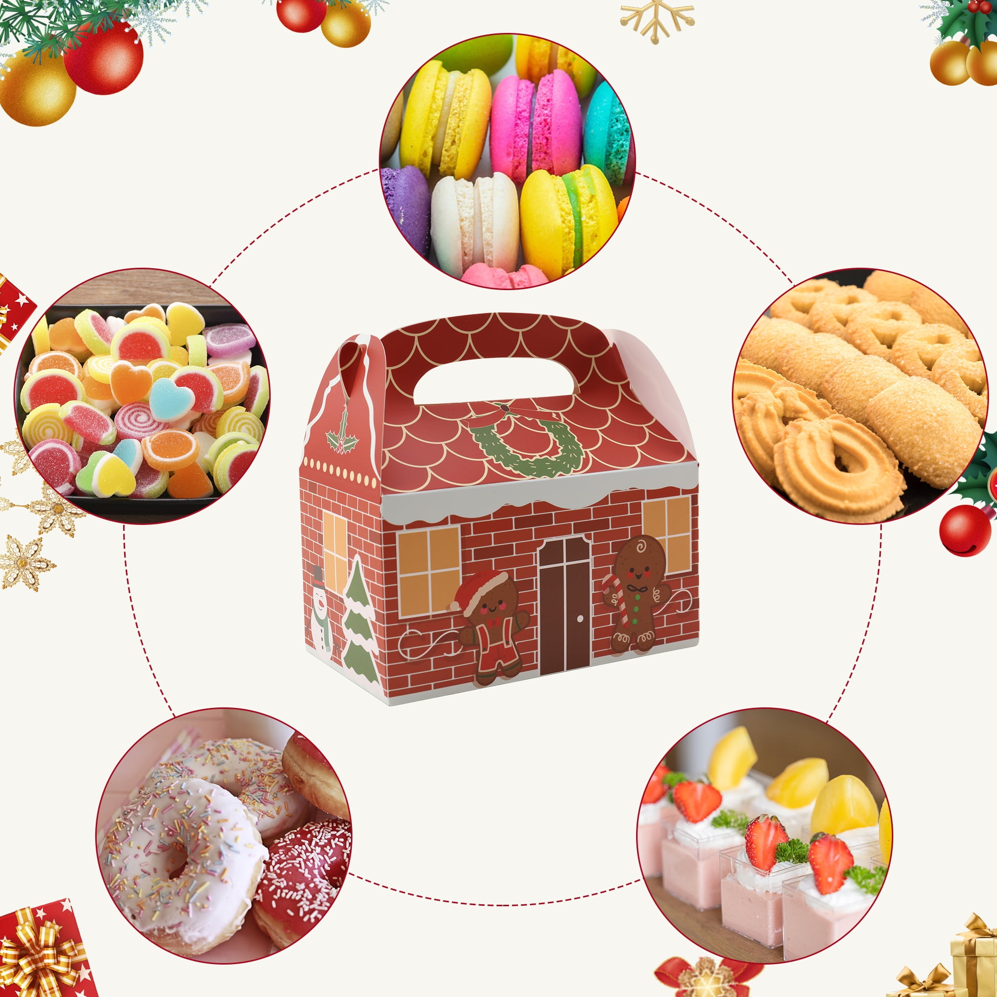 24PCS 3D Christmas House Cardboard Treat Boxes for Holiday Treats ...