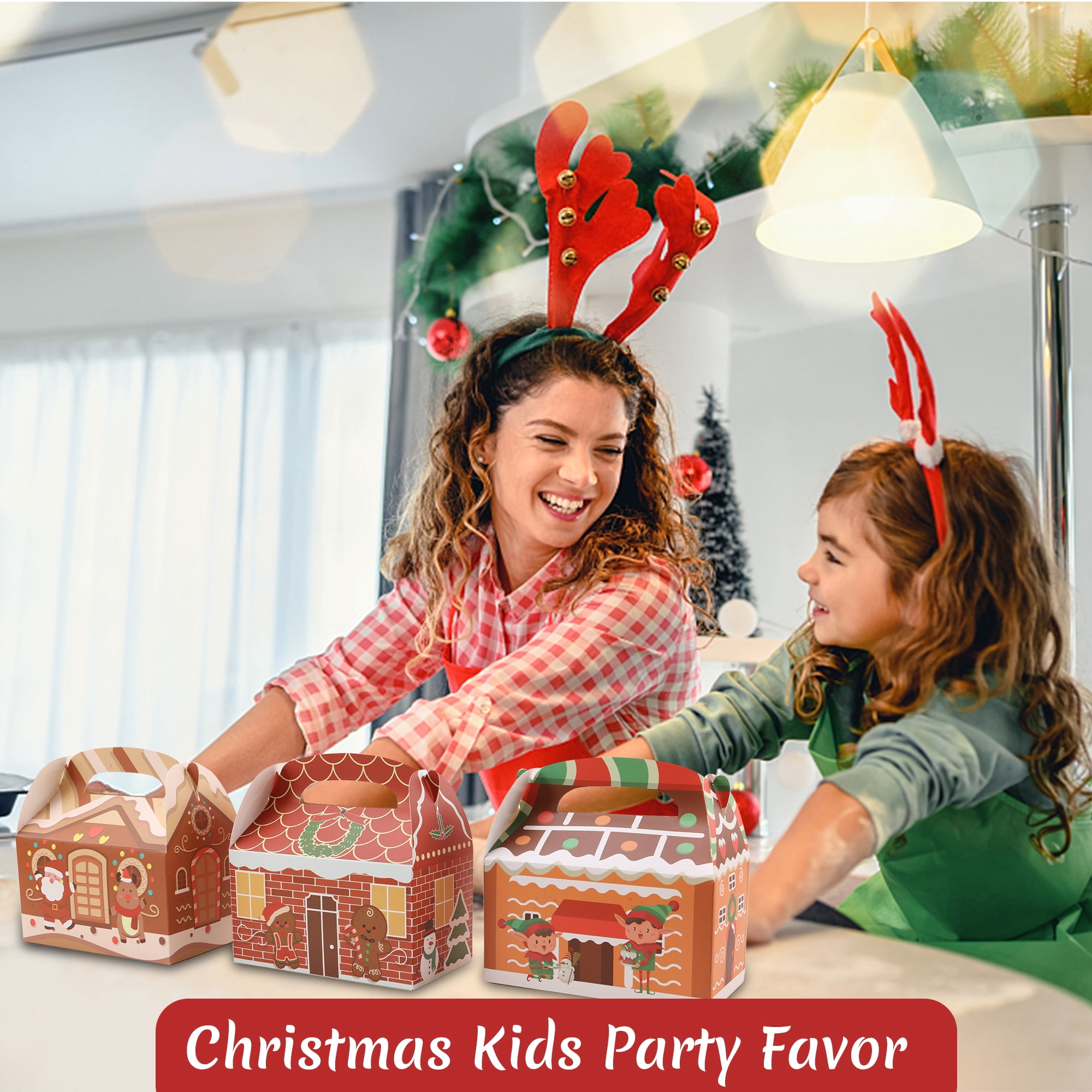 24PCS 3D Christmas House Cardboard Treat Boxes for Holiday Xmas Goody ...