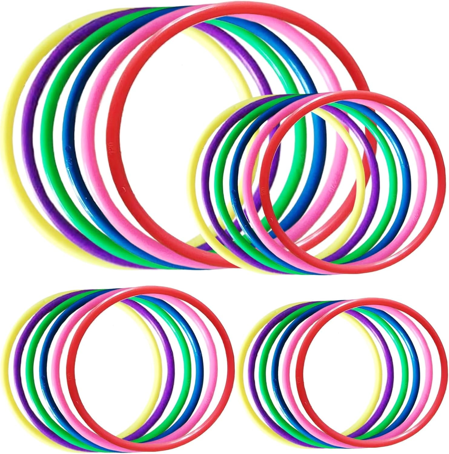 24PCS-4 Sizes Plastic Toss Rings Ring Toss Game, Speed and Agility ...
