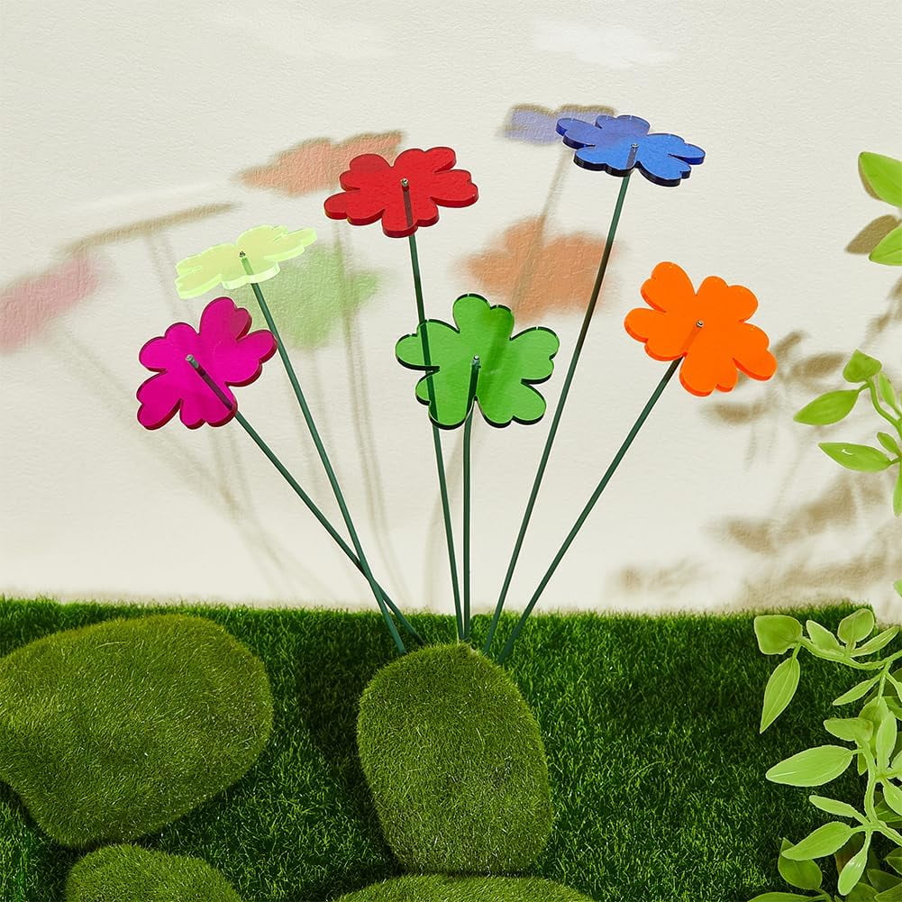 24PCS 6 Colors Garden Stake Decor 2 Inch Width Decorative Garden Stakes ...