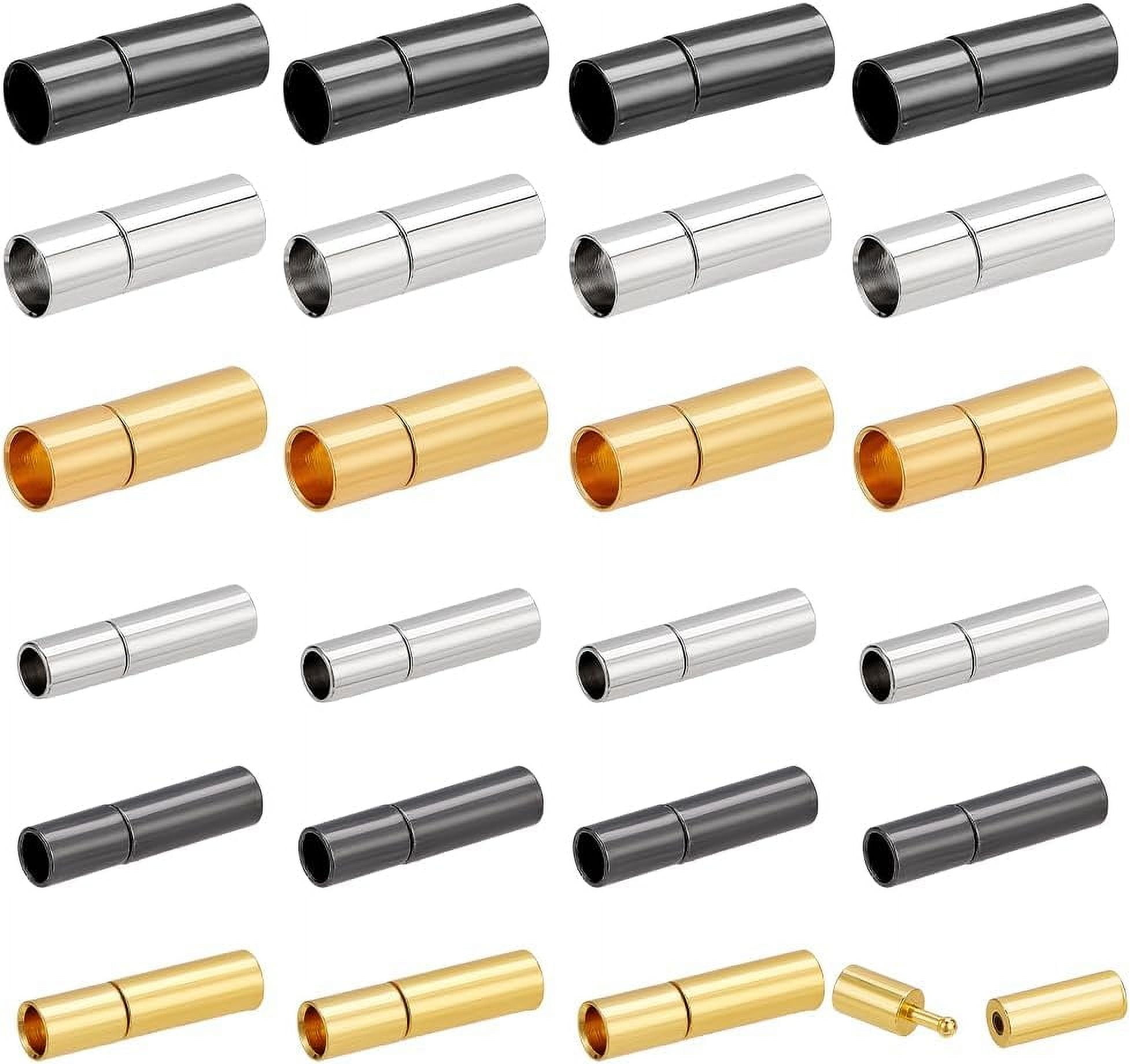 24PCS 6 Styles Brass Bayonet Connectors Column Push Clasps Cord End Cap ...