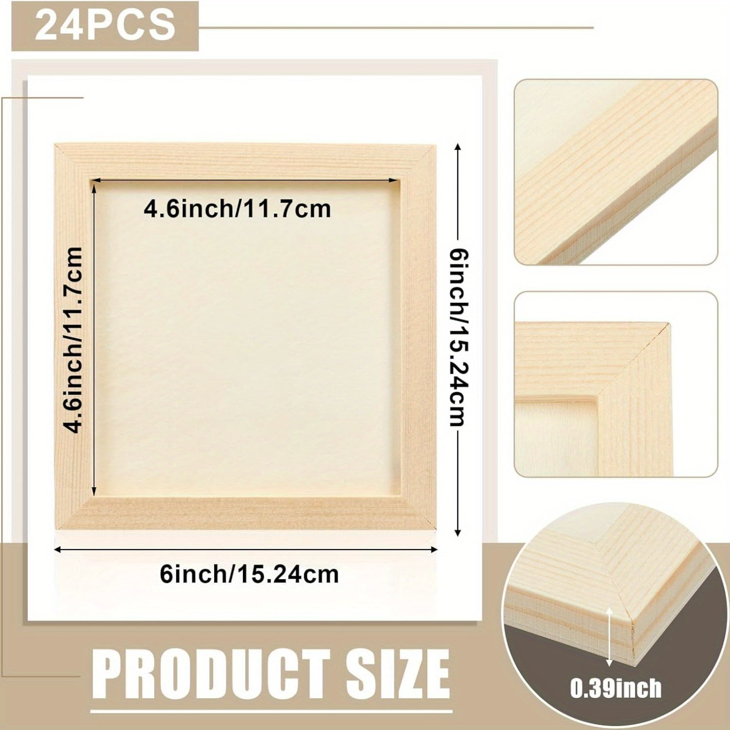 24PCS 6'' x 6'' Wood Panel Boards, Unfinished Wood Frames, Wood Canvas ...