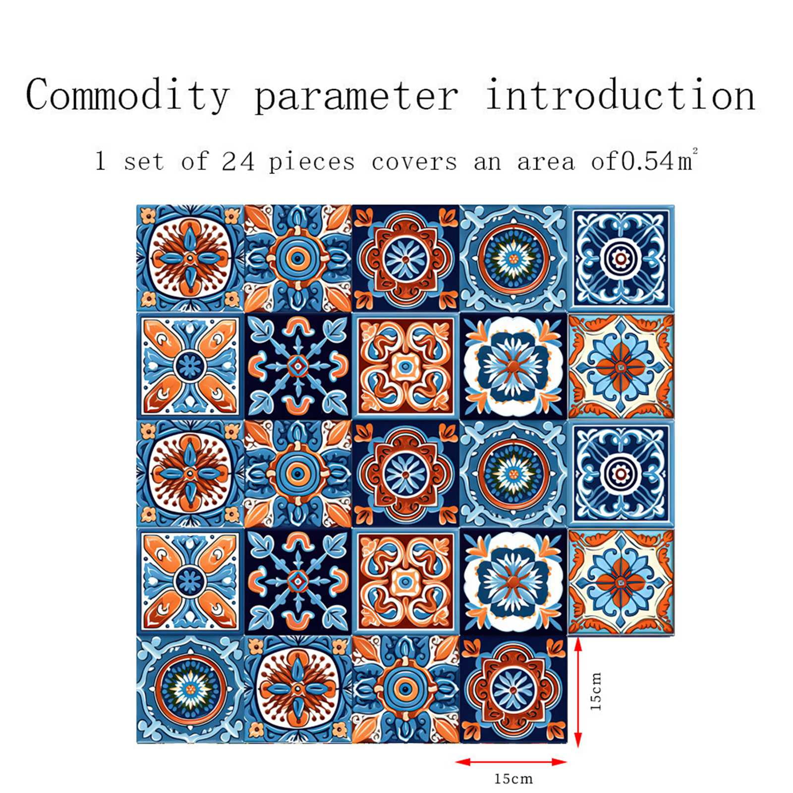 24PCS(6x6in) Moroccan Style Tile Sticker,Peel and Stick Self Adhesive ...