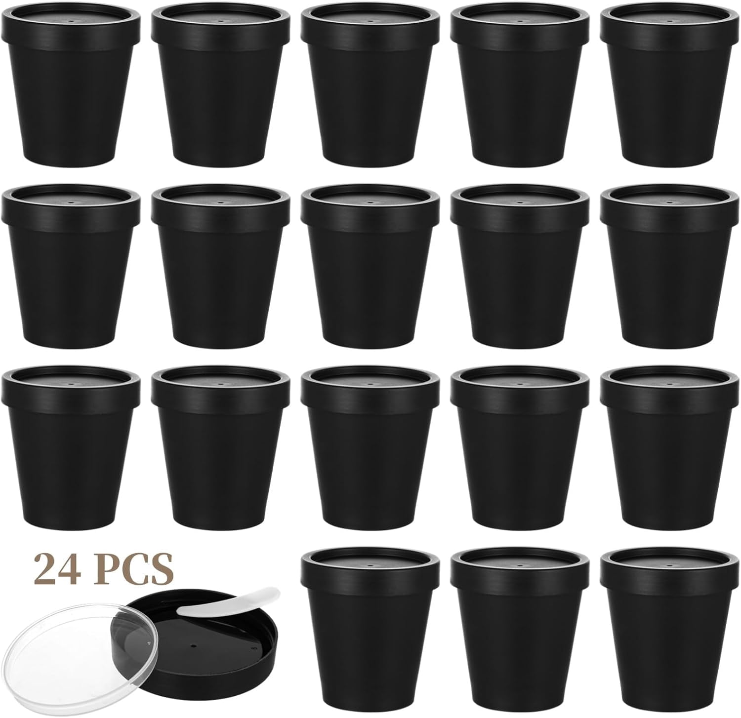 24PCS 7oz Pot Jars with Lids, Spoons for Homemade Lotion, Plastic Empty ...