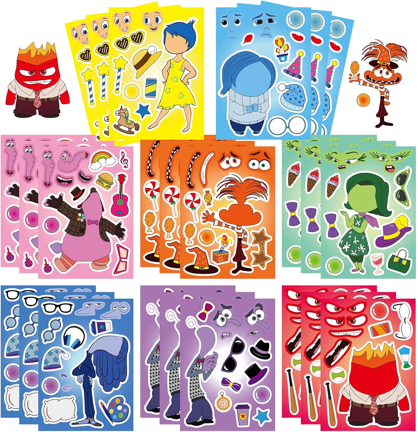 24PCS 9"x6" Cartoon Stitch Make-a-face Stickers for Kids Teens, Mixed ...
