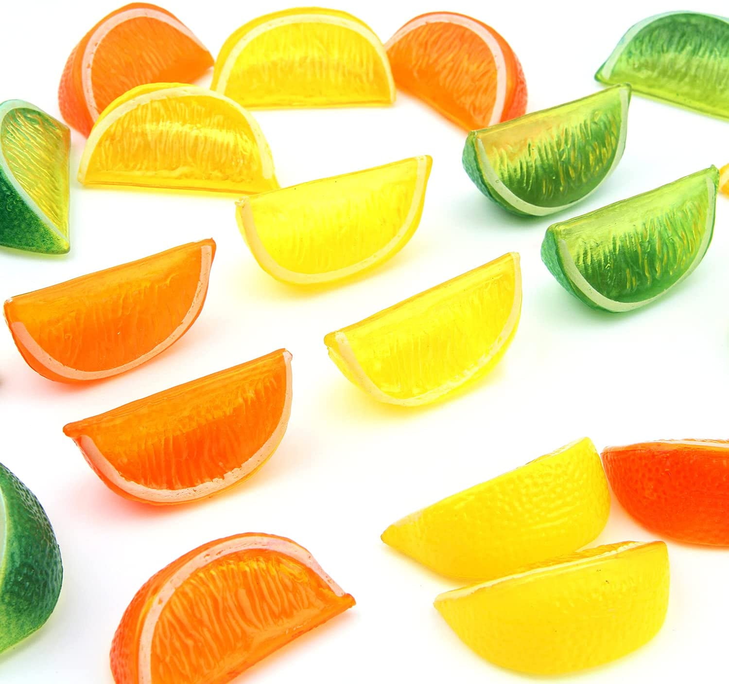 24PCS Artificial Lemon Blocks,Realistic Fake Lemon Lime Wedge Block ...