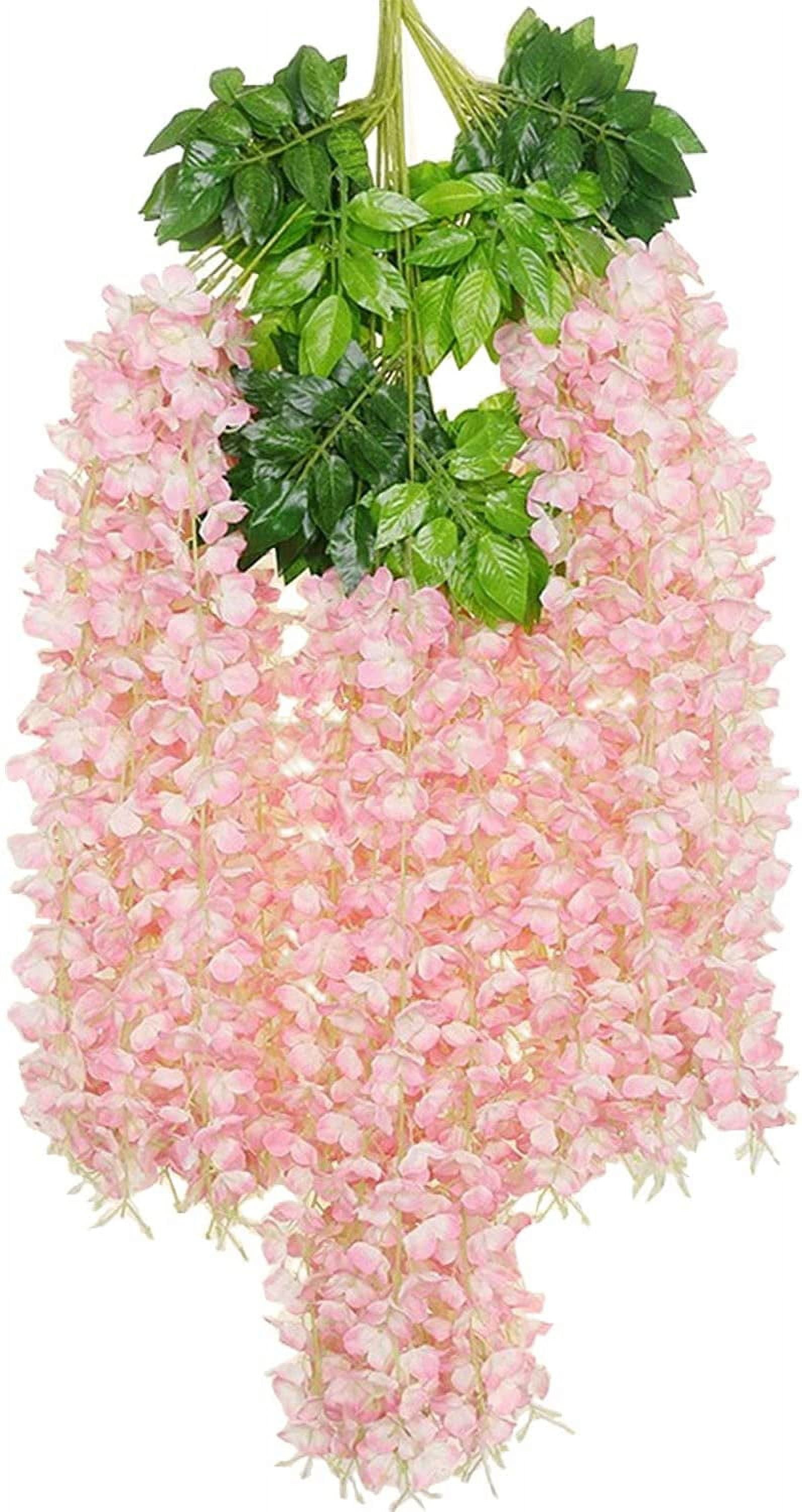 24PCS Artificial Wisteria Vine, Fake Flower Vine Hanging Garland for Wedding Party Outdoor ...