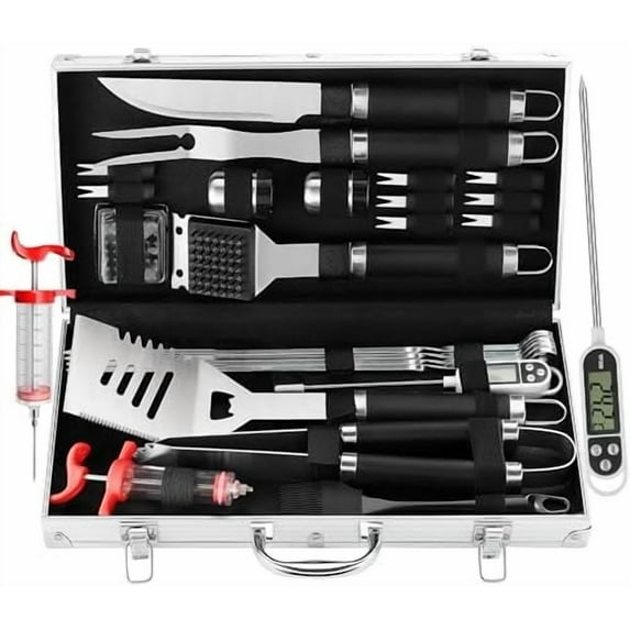24PCS BBQ Grill Tools Set with Meat Thermometer and Injector - Extra ...