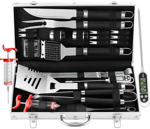 24PCS BBQ Grill Tools Set with Meat Thermometer and Injector - Extra ...
