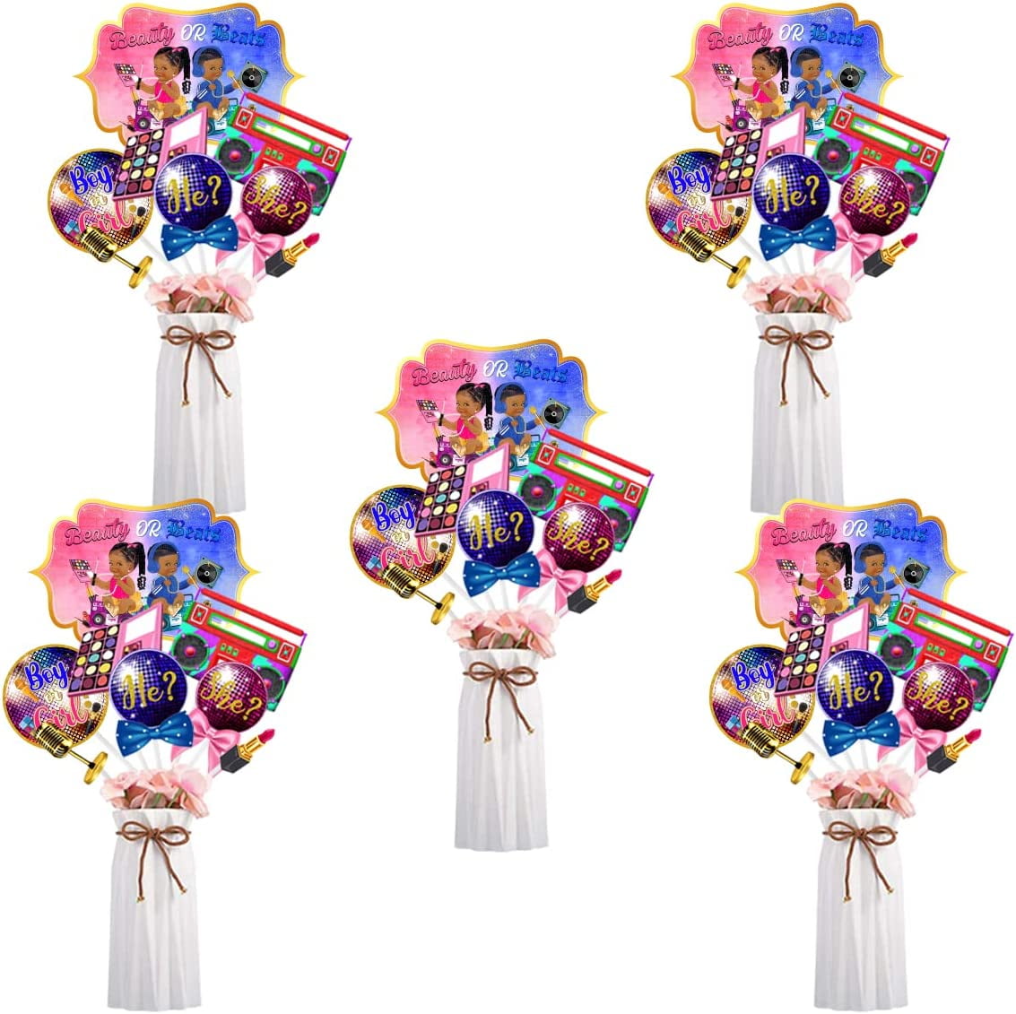 24PCS Beauty or Beats Centerpiece Sticks - Beauty or Beats Gender ...