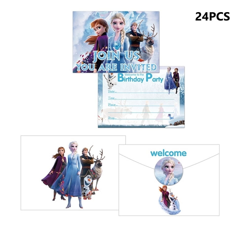 24PCS Birthday Party Invitation Cards with Frozen Theme, Including 24 ...