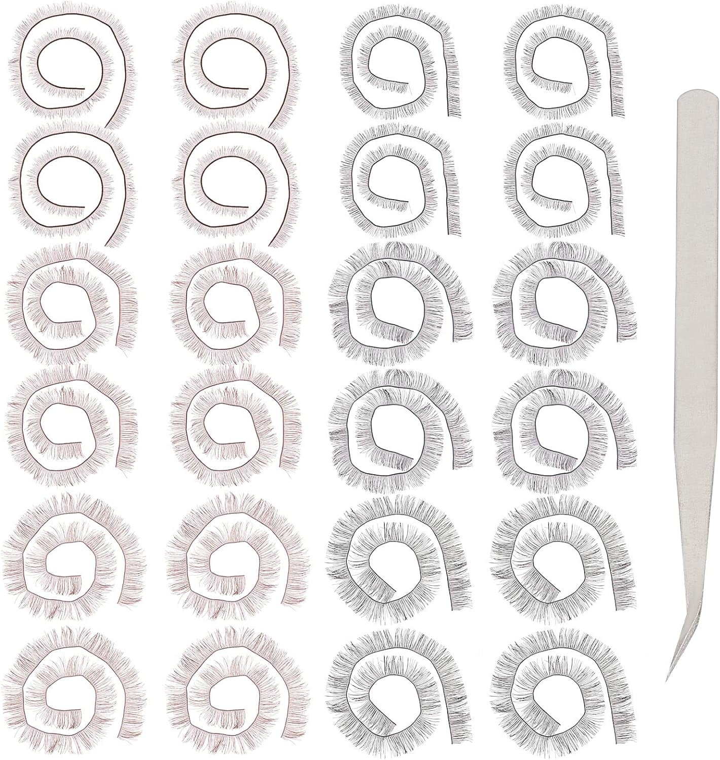 24PCS Black Brown Eyelashes False Eyelashes 6/8/10mm Long Eyelash Strip ...