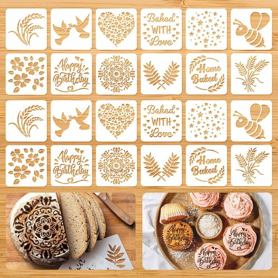 "24PCS Bread Stencil for Sourdough, 3x3 Inch Artisan Bread Stencils ...
