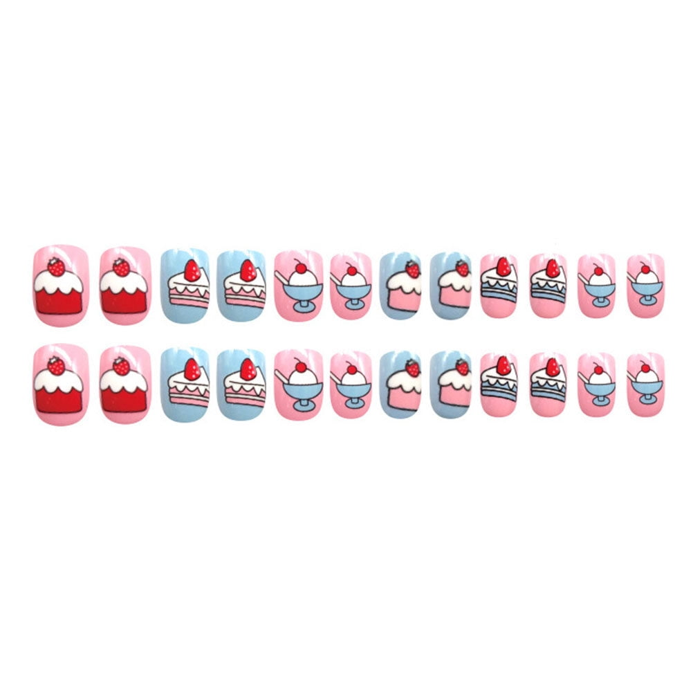 24PCS Child Makeup Toy Nail Sticker Toy Fake Nails False Nail Tips ...