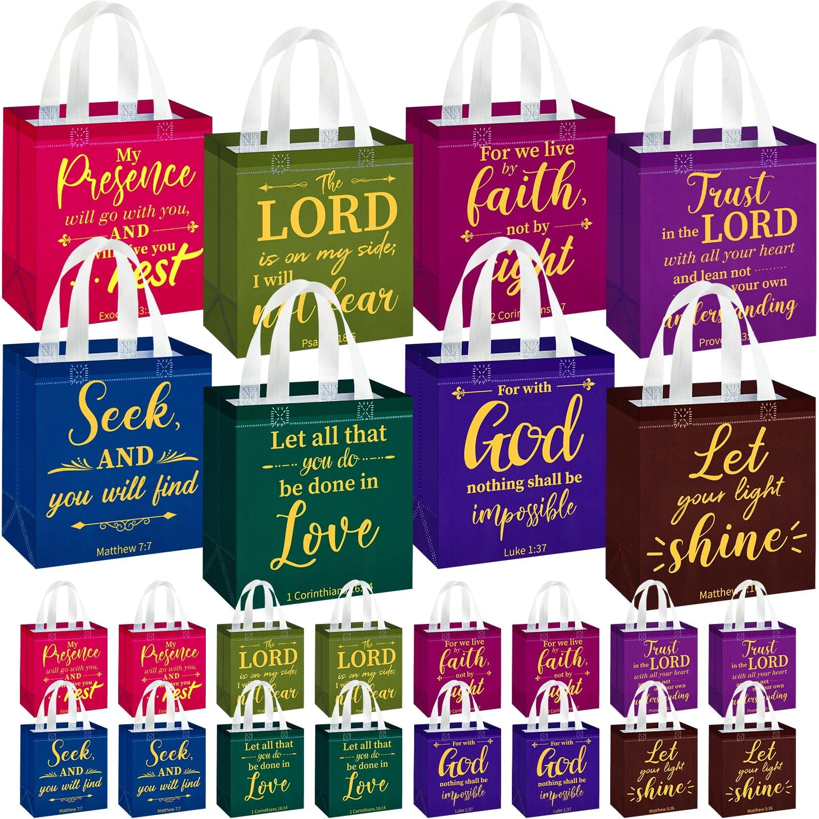 24PCS Christian Gift Bags with Handle, Reusable Non Woven Church Bag ...
