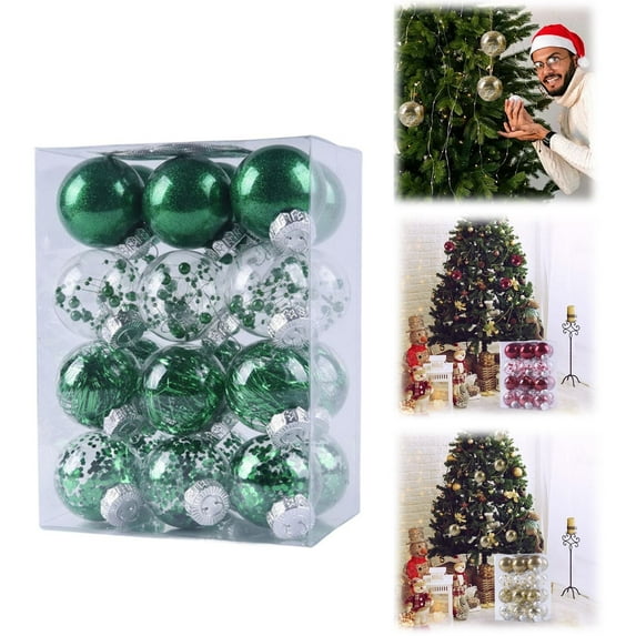 24PCS Christmas Ornaments, Plastic Xmas Tree Hanging Decorations for ...