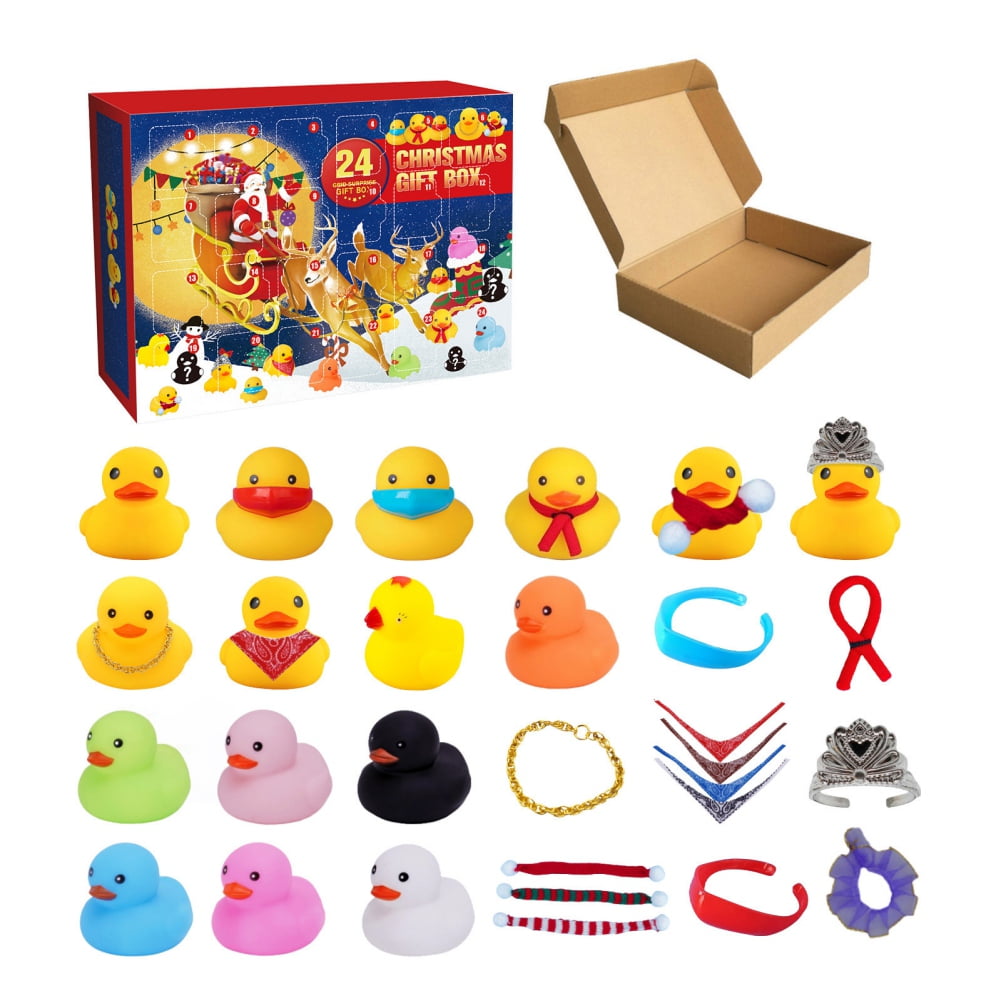 24PCS Christmas Rubber Duck Toys, Christmas Duck Blind Box Countdown ...