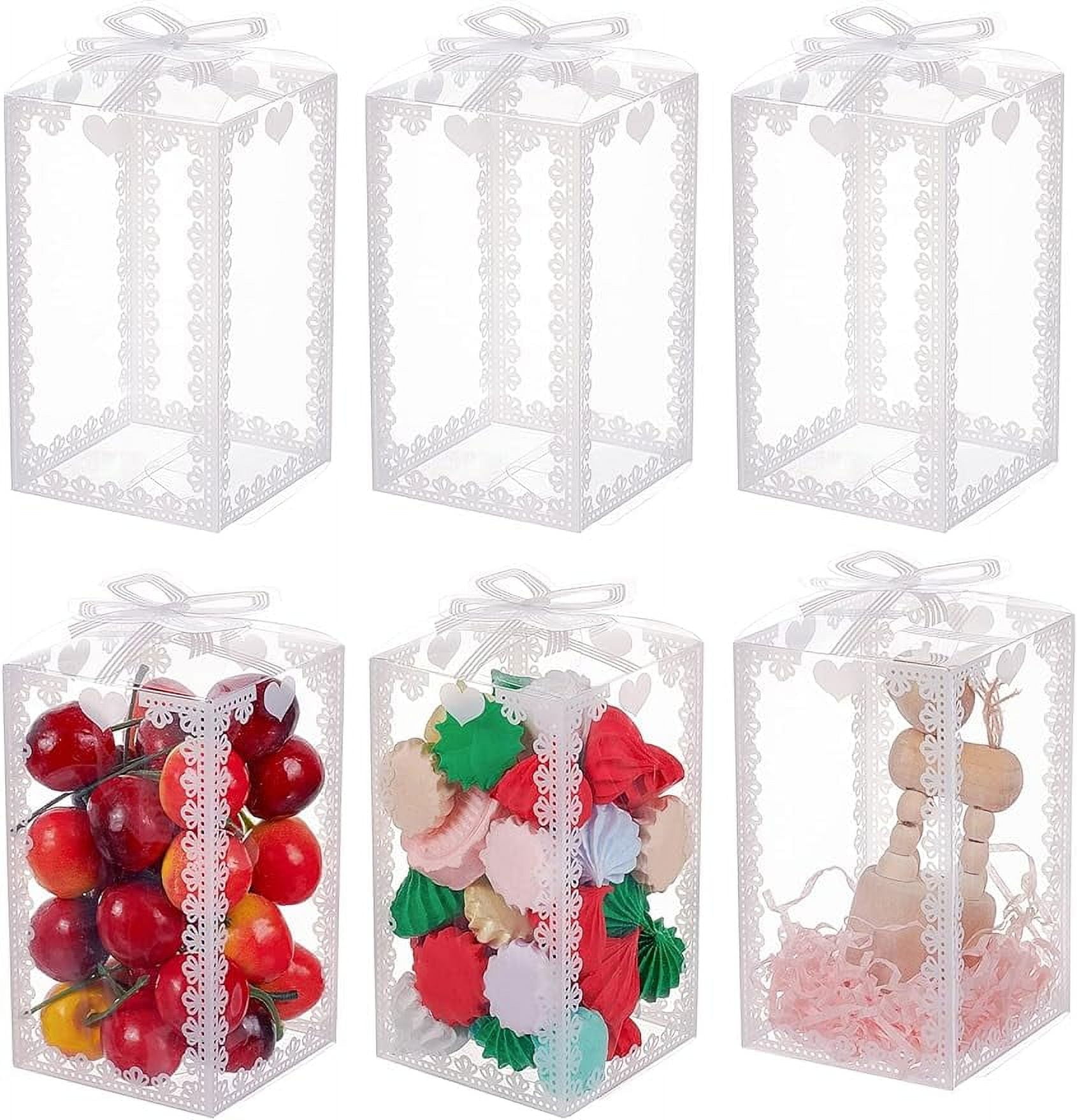 24PCS Clear Plastic Gift Box with Bowknot 4.5x2.5x2.5 Transparent PVC ...