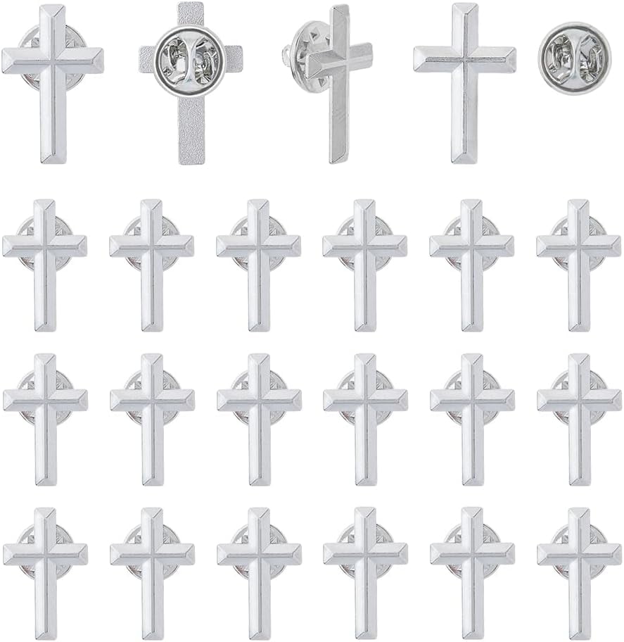 24PCS Cross Lapel Pins Chaplain Corss Brooch 0.98x0.63inch Alloy ...